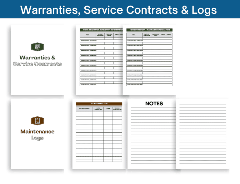 Home Maintenance Binder Fillable and Printable PDF | leveledupdads.com